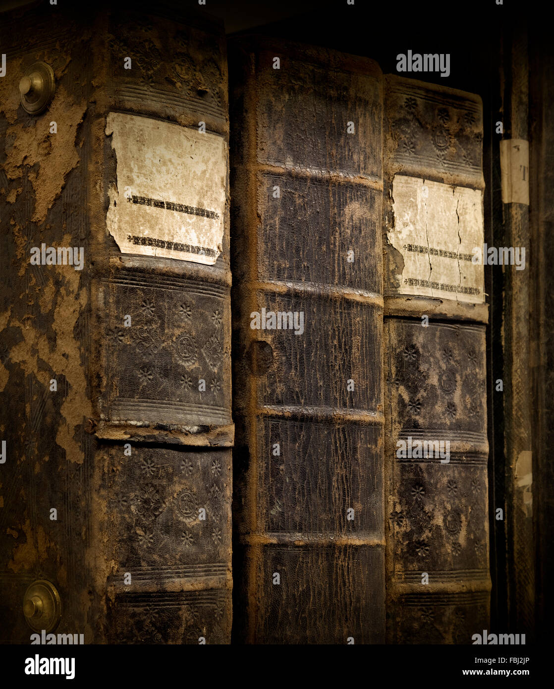 Ancient back books in a mysterious ambiance Stock Photo - Alamy