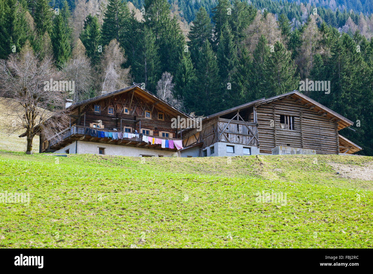 South Tyrolean mountain farm in the landscape Stock Photo - Alamy