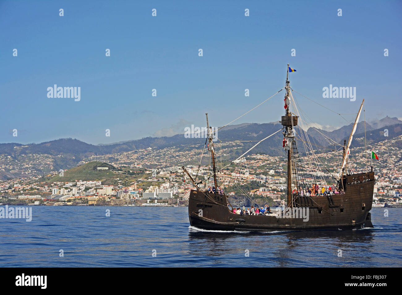 Madeira, 'Santa Maria' and view at Funchal Stock Photo - Alamy