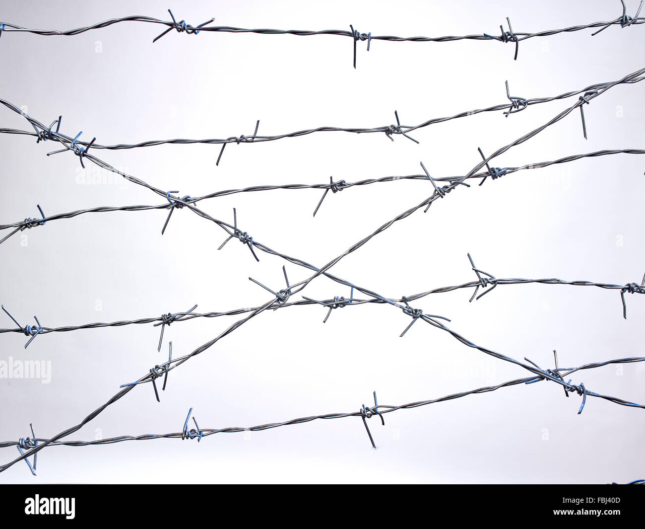 Barbed wire, neutral background Stock Photo - Alamy