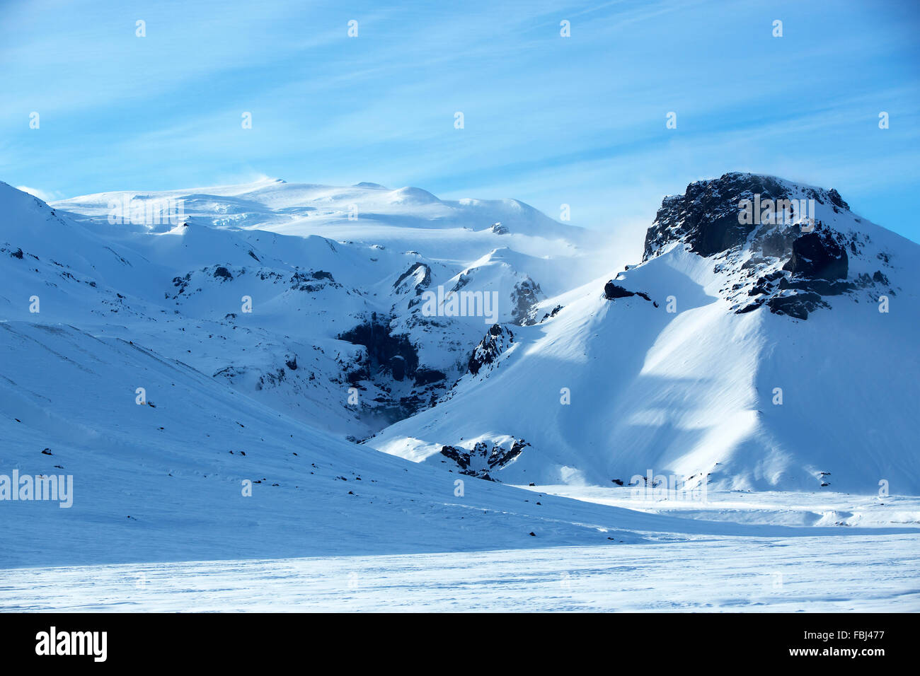 Snowy mountain landscape in Iceland, wintertime Stock Photo - Alamy