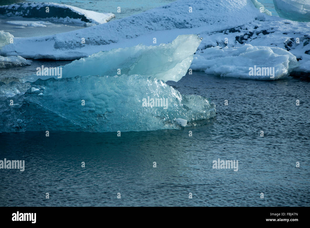 Ice blocks melting at glacier lagoon Jokulsarlon, Iceland in wintertime ...