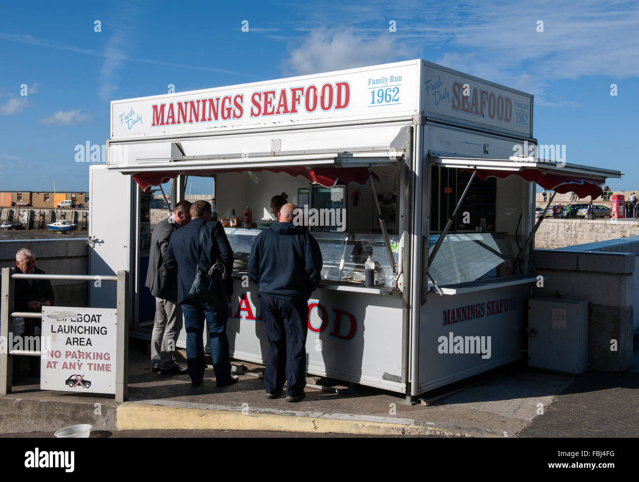 Mannings Seafood Kiosk at Margate seafront, Margate, Kent, England, UK ...