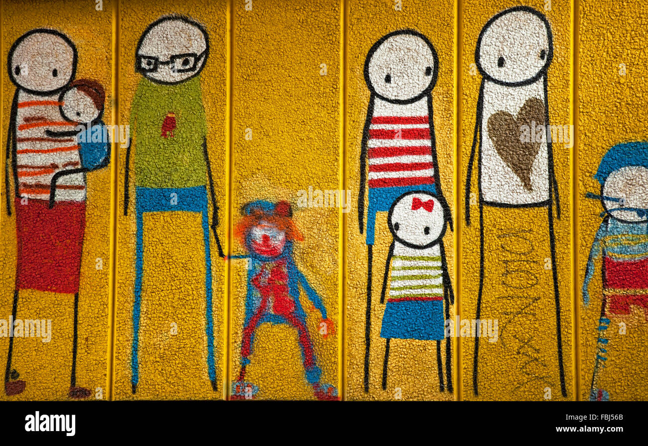 City, graffiti, wall, family Stock Photo - Alamy