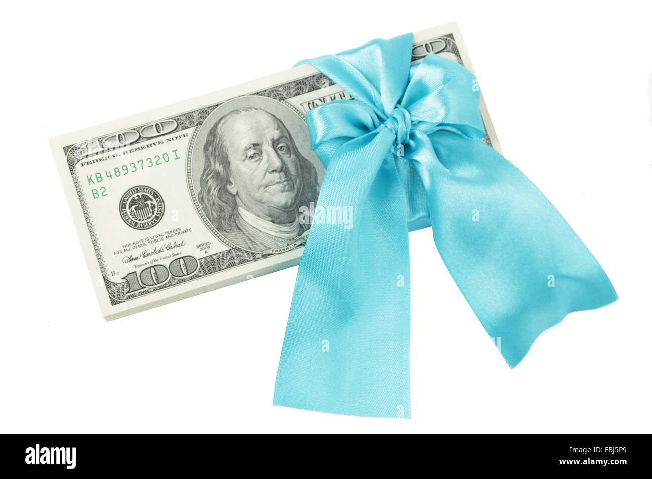Dollars in a blue ribbon Stock Photo - Alamy