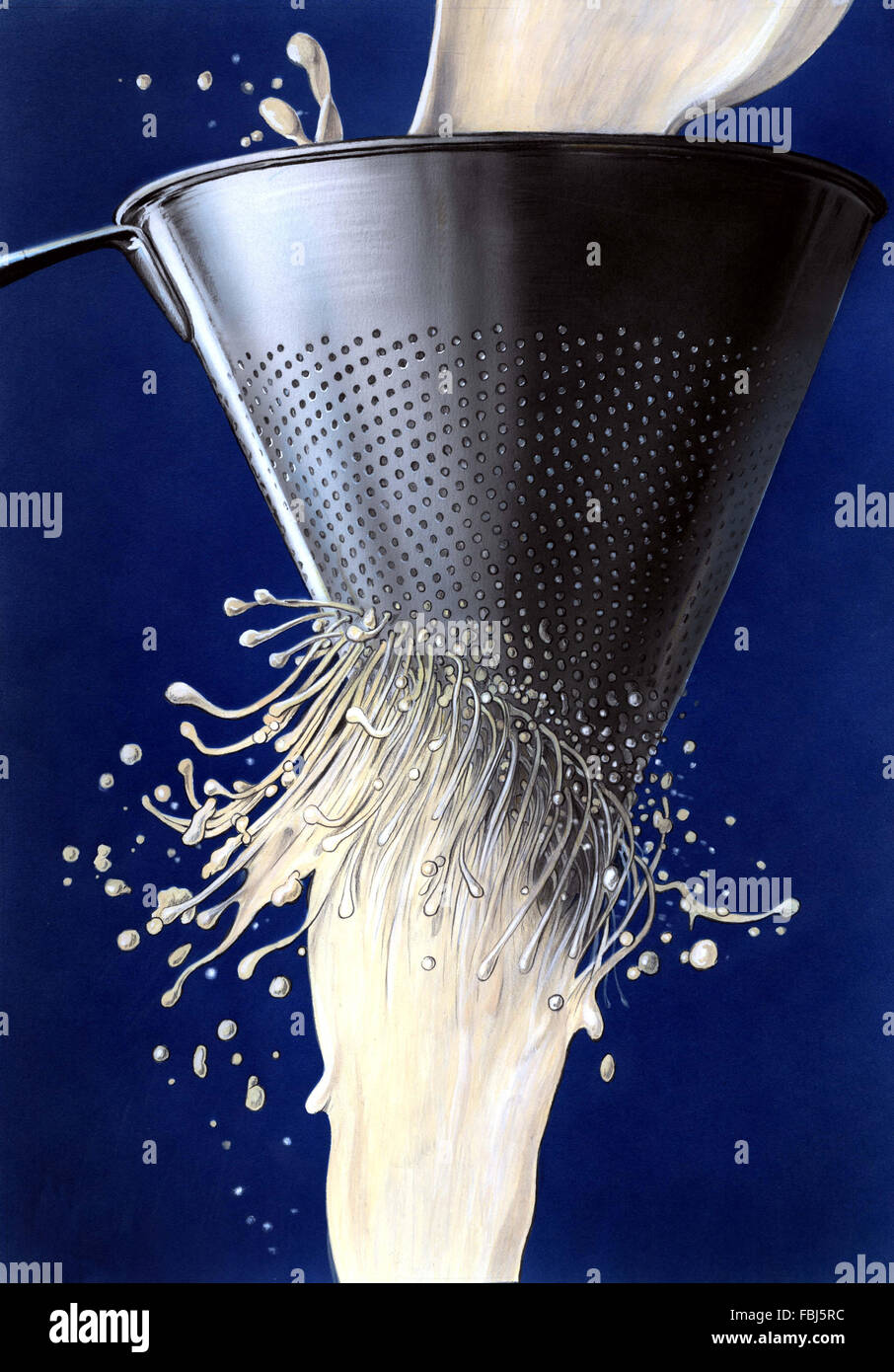 Metal kitchen sieve with sauce Stock Photo - Alamy