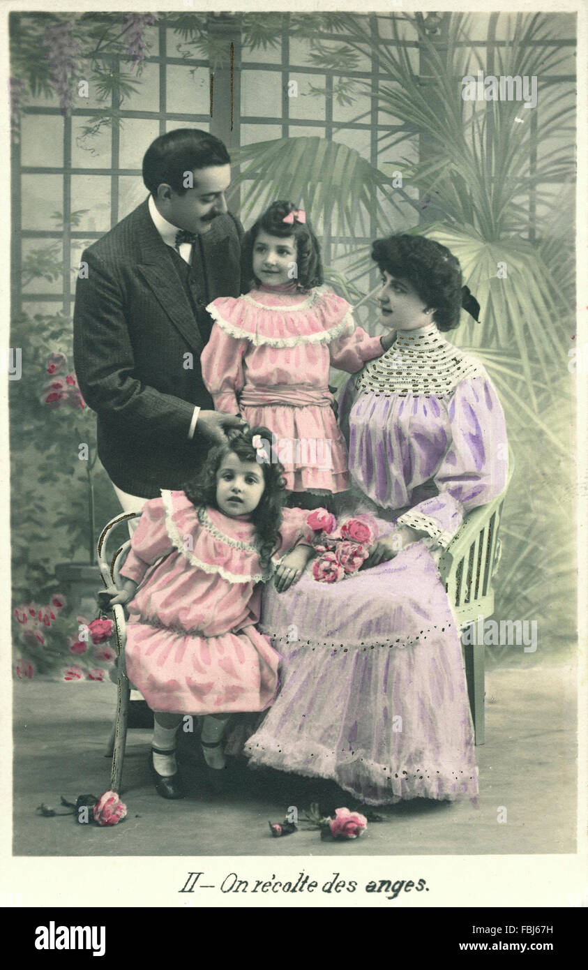 Postcard, historical, family portrait Stock Photo - Alamy
