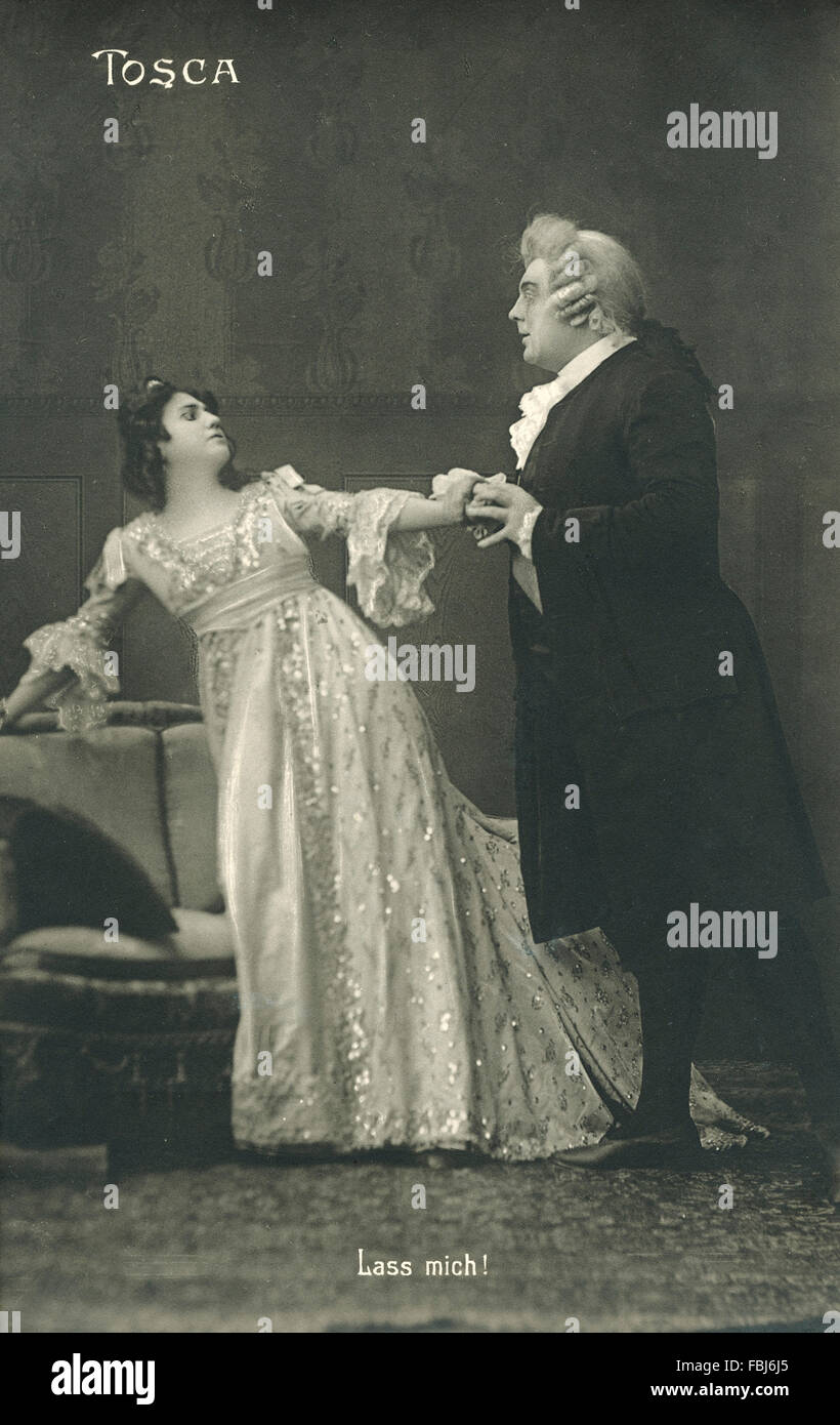Postcard, historical, opera scene, Tosca Stock Photo - Alamy