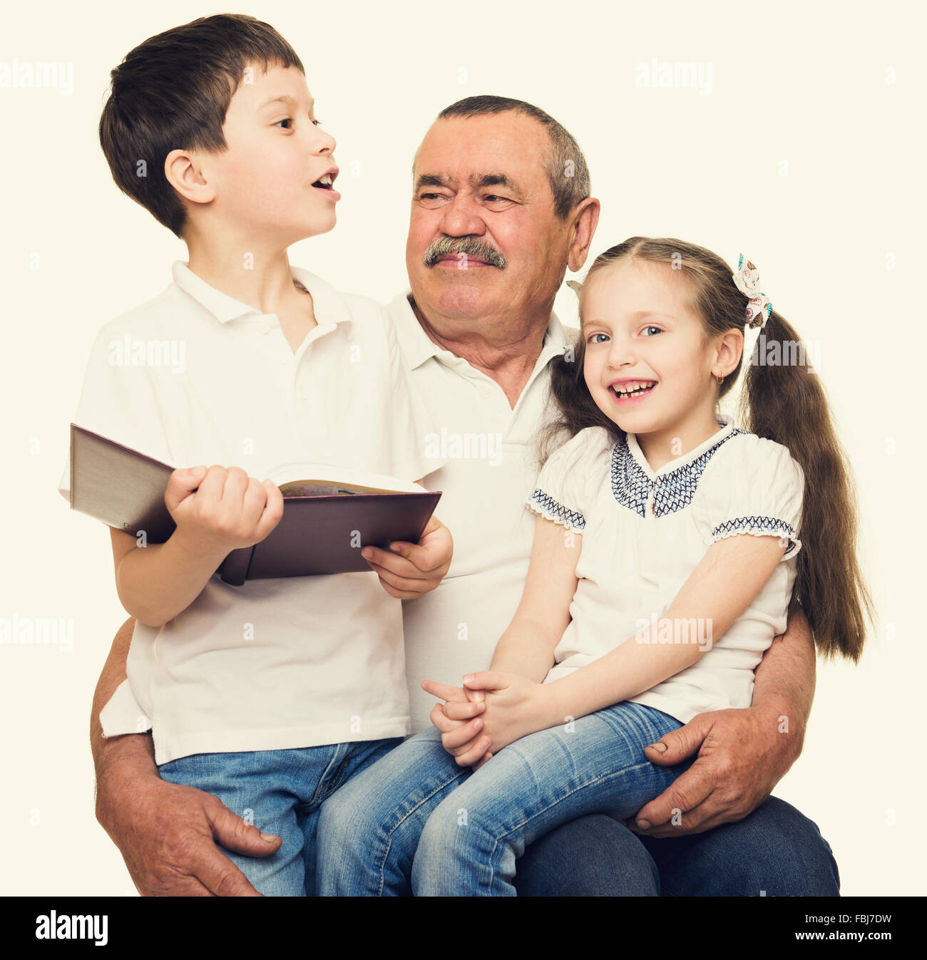Grandfather and grandchildren portrait studio shoot Stock Photo - Alamy