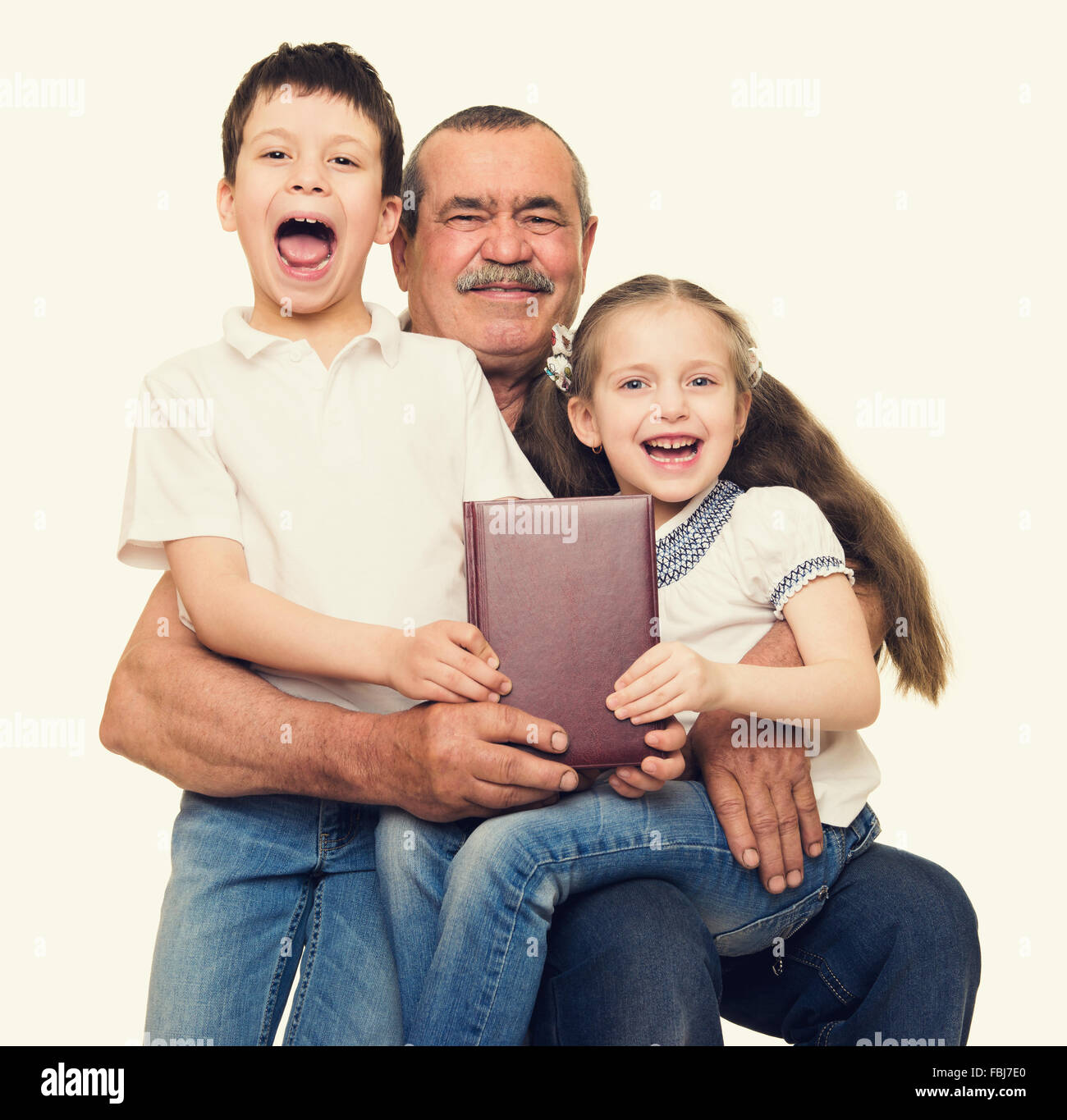Grandfather and grandchildren portrait studio shoot Stock Photo - Alamy