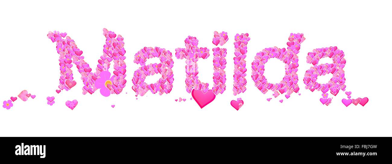 Name set with hearts decorative lettering type design Stock Photo - Alamy