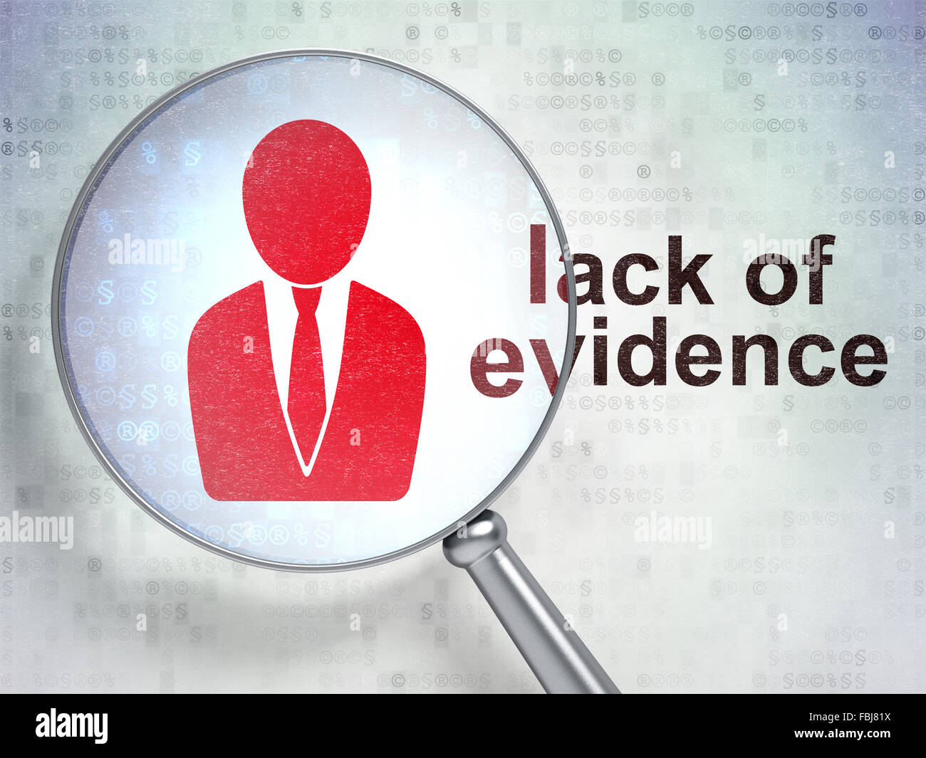 Law concept: Business Man and Lack Of Evidence with optical glass Stock ...