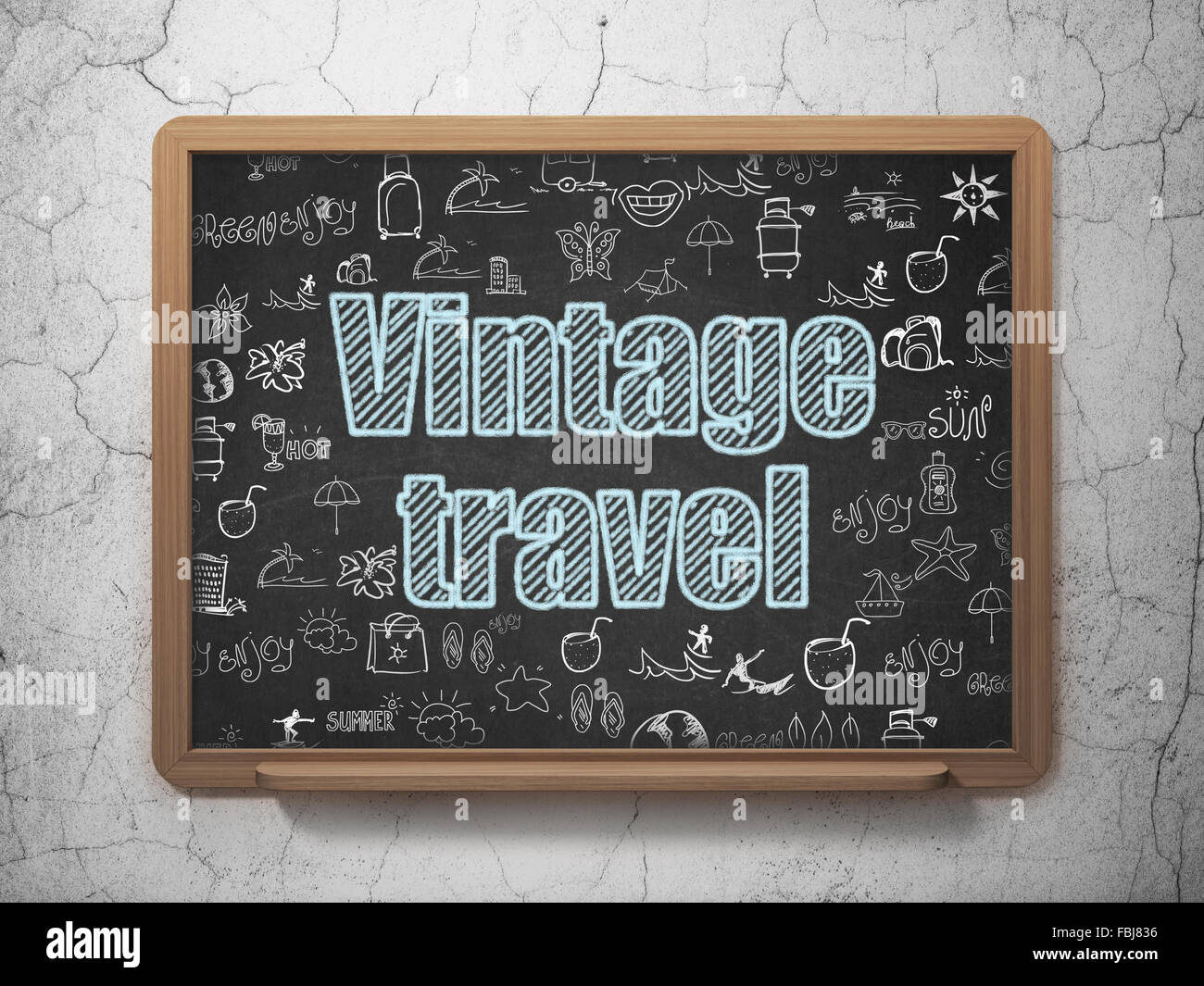 Tourism concept: Vintage Travel on School Board background Stock Photo ...