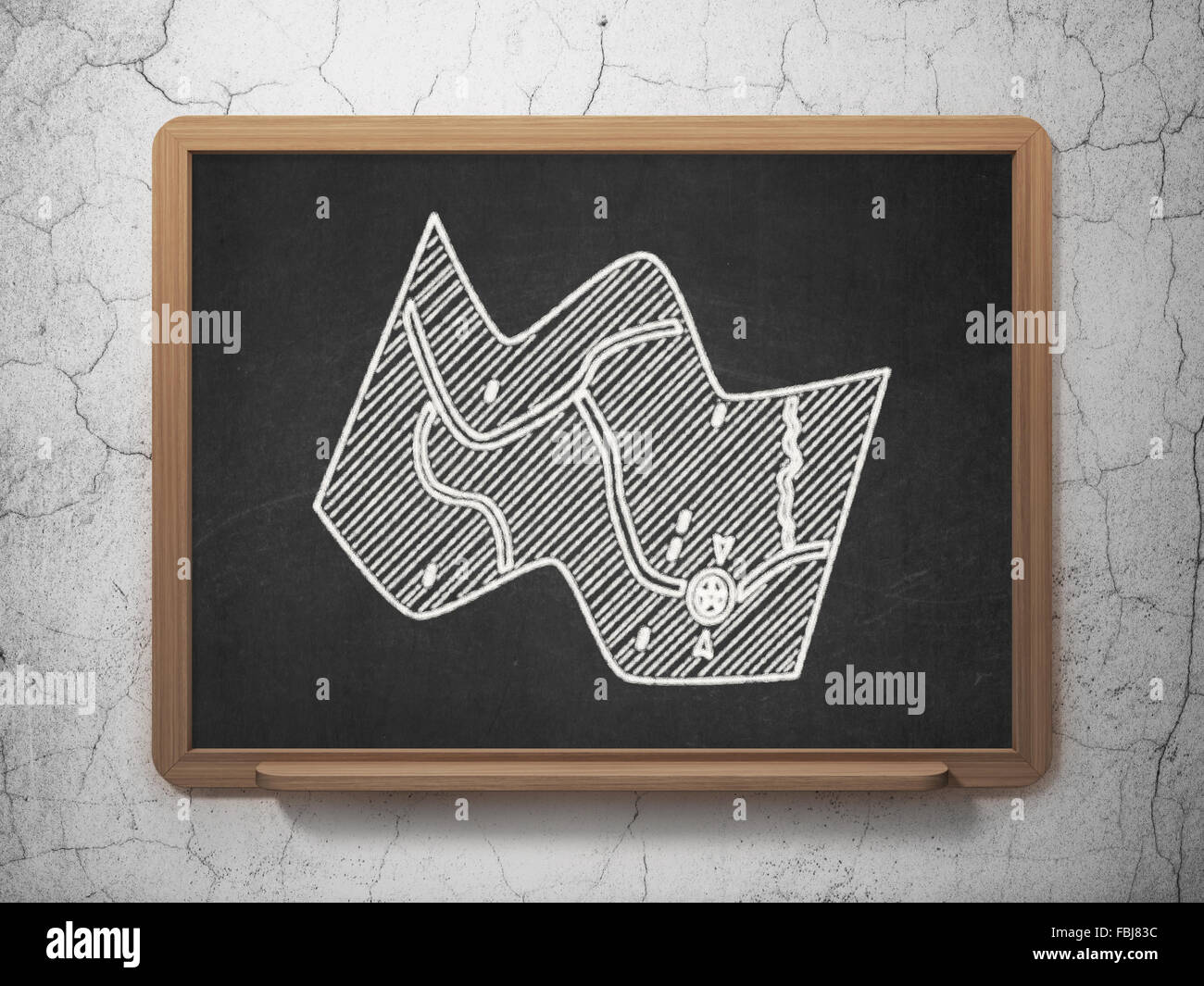 Vacation concept: Map on chalkboard background Stock Photo - Alamy