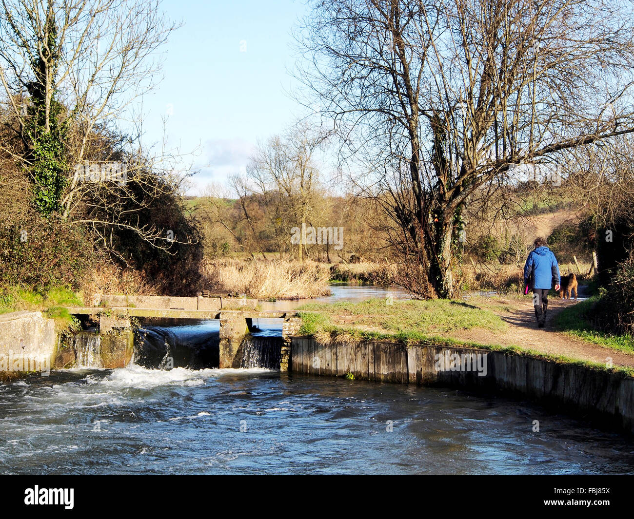 The old Compton lock, now a weir on the Itchen Navigation at Shawford ...