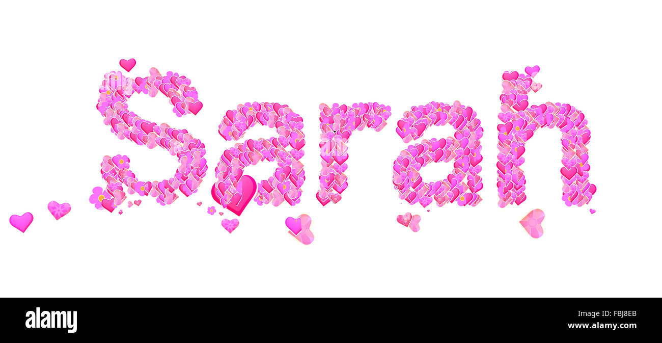 Name set with hearts decorative lettering type design Stock Photo - Alamy