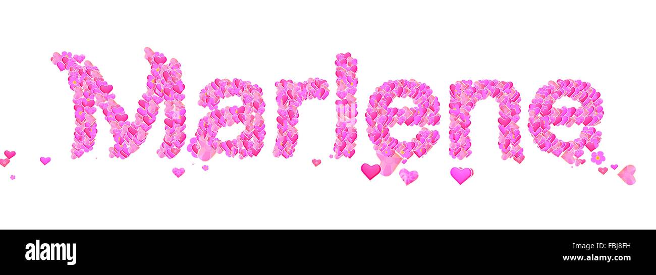 Name set with hearts decorative lettering type design Stock Photo - Alamy