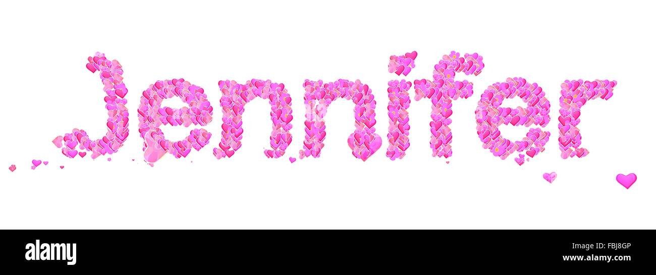 Name set with hearts decorative lettering type design Stock Photo - Alamy