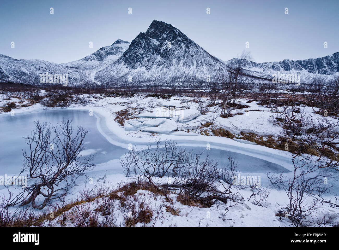 Norway, Senja, island, marsh, country, wild, wilderness, mountain, snow ...