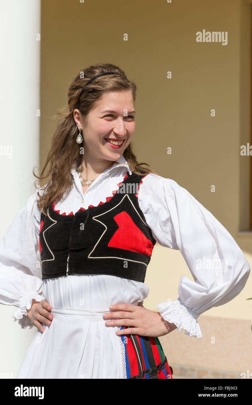 Young woman in the Hungarian traditional costume, Budapest, Hungary ...