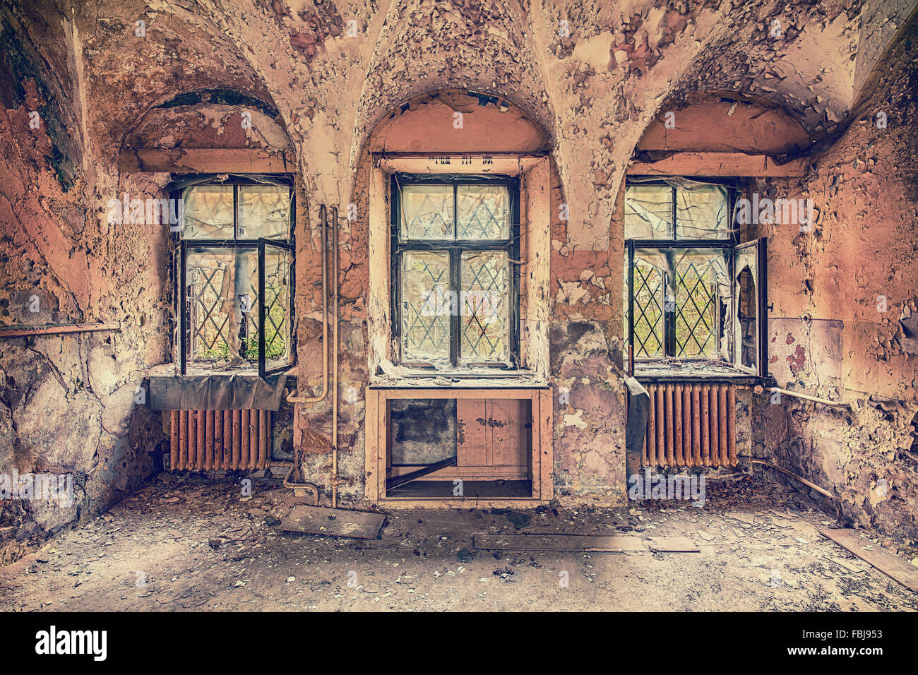 decayed row of windows in an old castle Stock Photo - Alamy