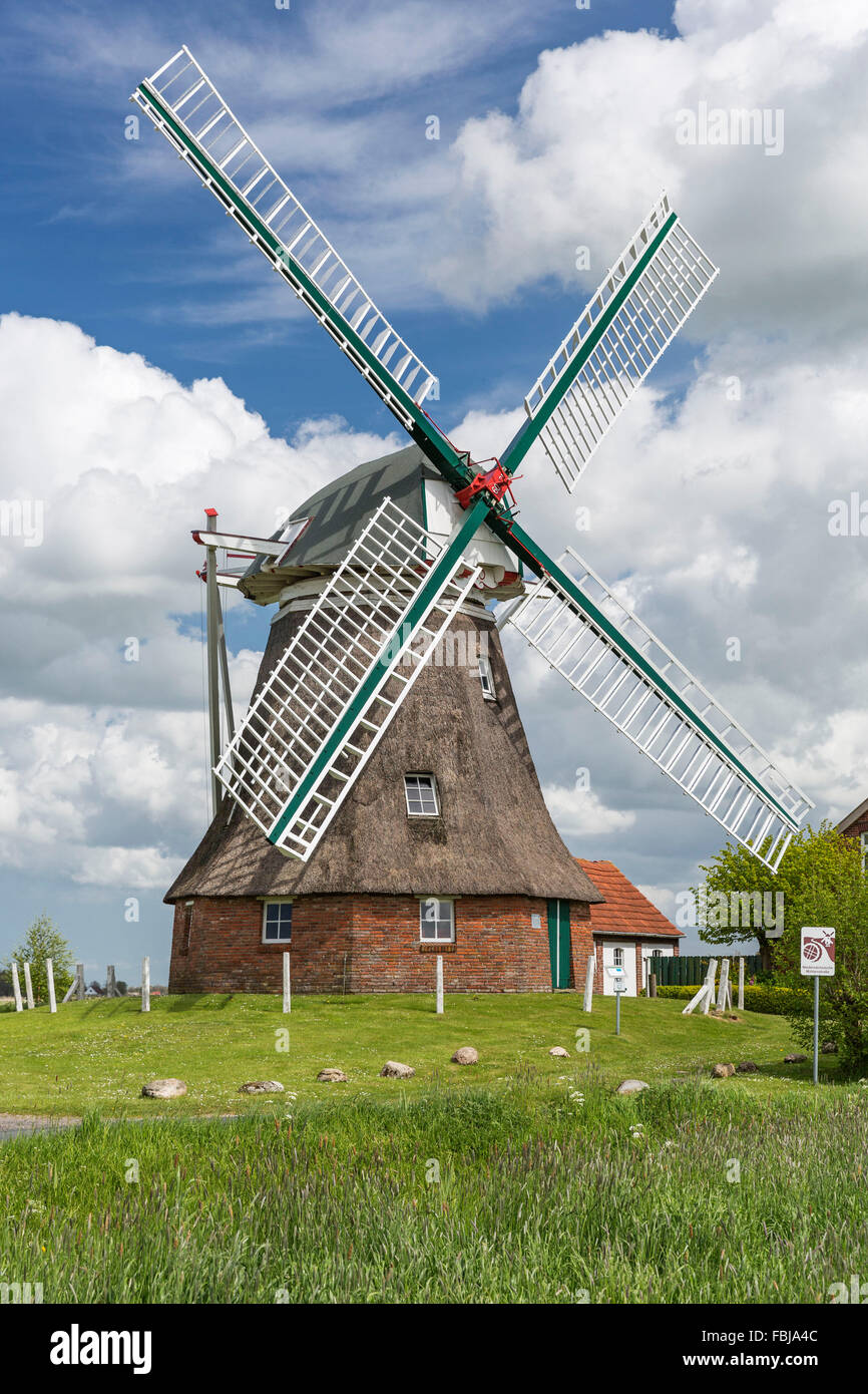 Windmill in Berdum, Eastern Frisia Stock Photo - Alamy