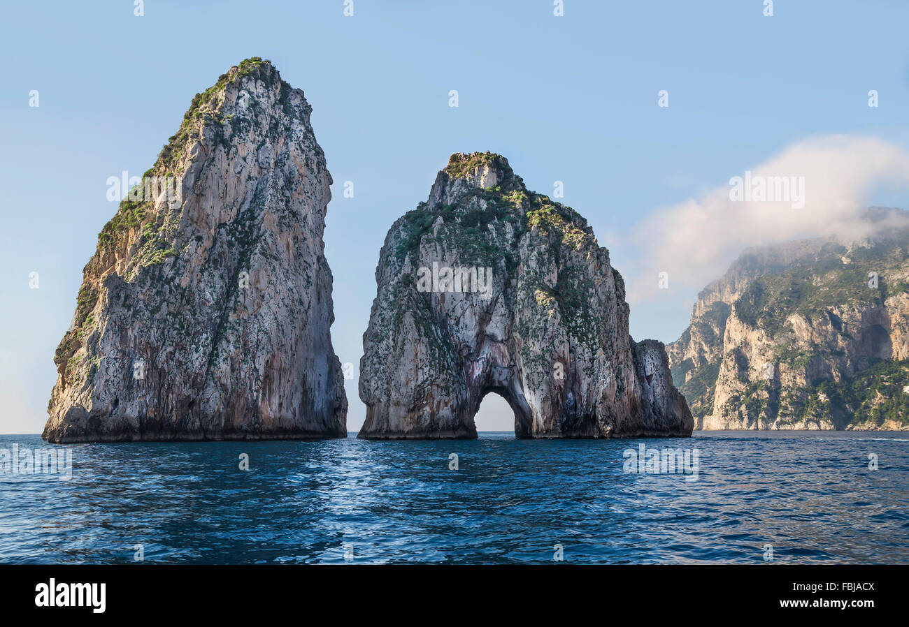 Amazing landscape at Capri Island with Faraglioni - coastal rocks ...