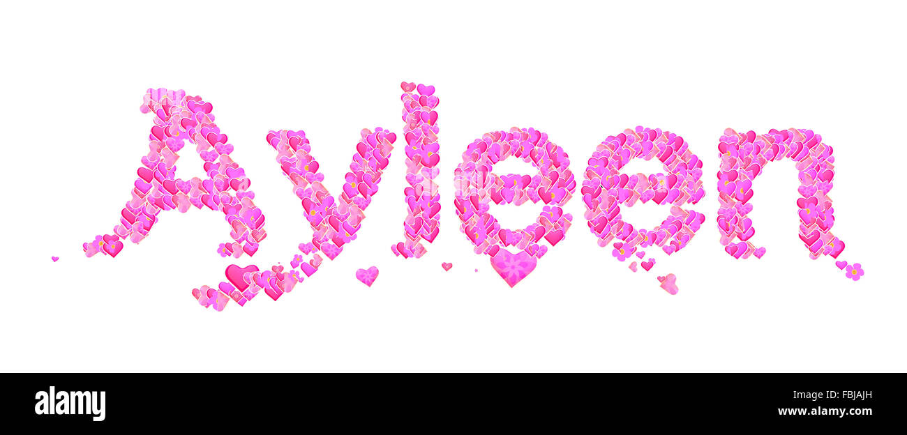 Name set with hearts decorative lettering type design Stock Photo - Alamy