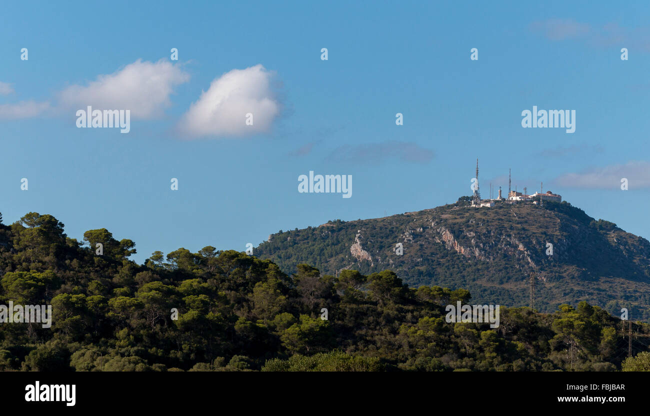 Monte Toro, the highest mountain of the island Menorca, the Balearic ...