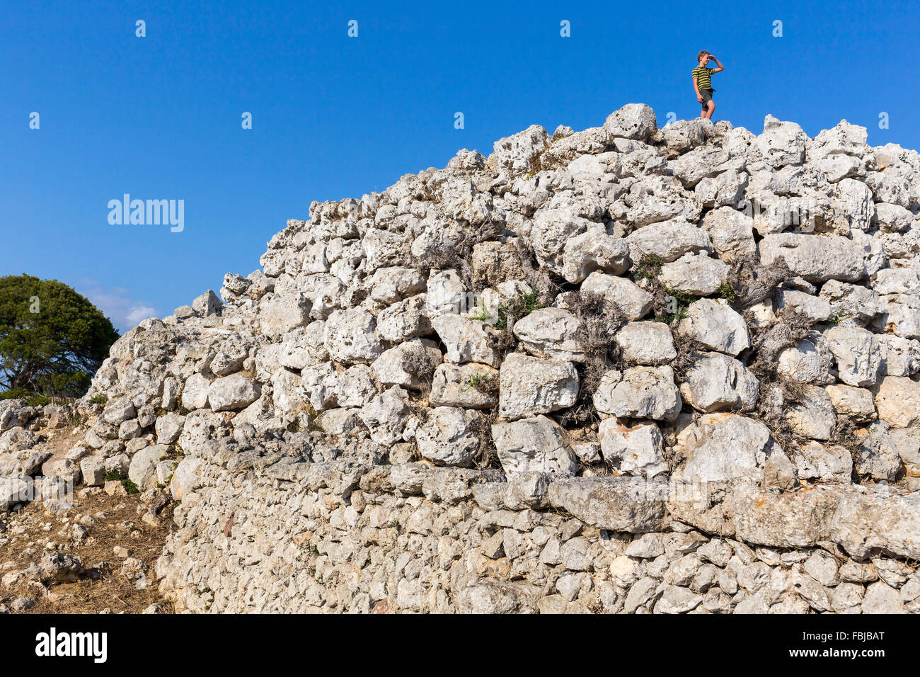 Prehistoric Talaiot, Es Migjorn Gran, south of the island Menorca, the ...