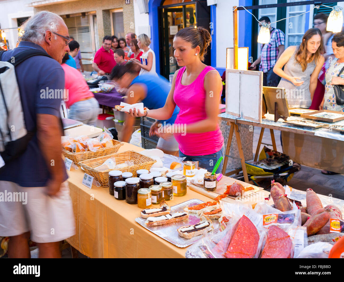 Weekly market in Es Mercadal, centre of the island Menorca, the ...