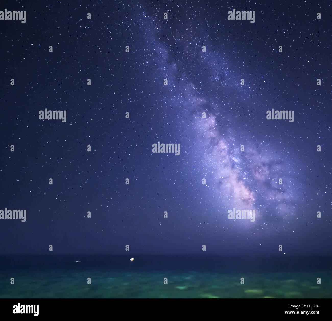 Night starry sky with Milky Way at the sea. Nature background Stock ...