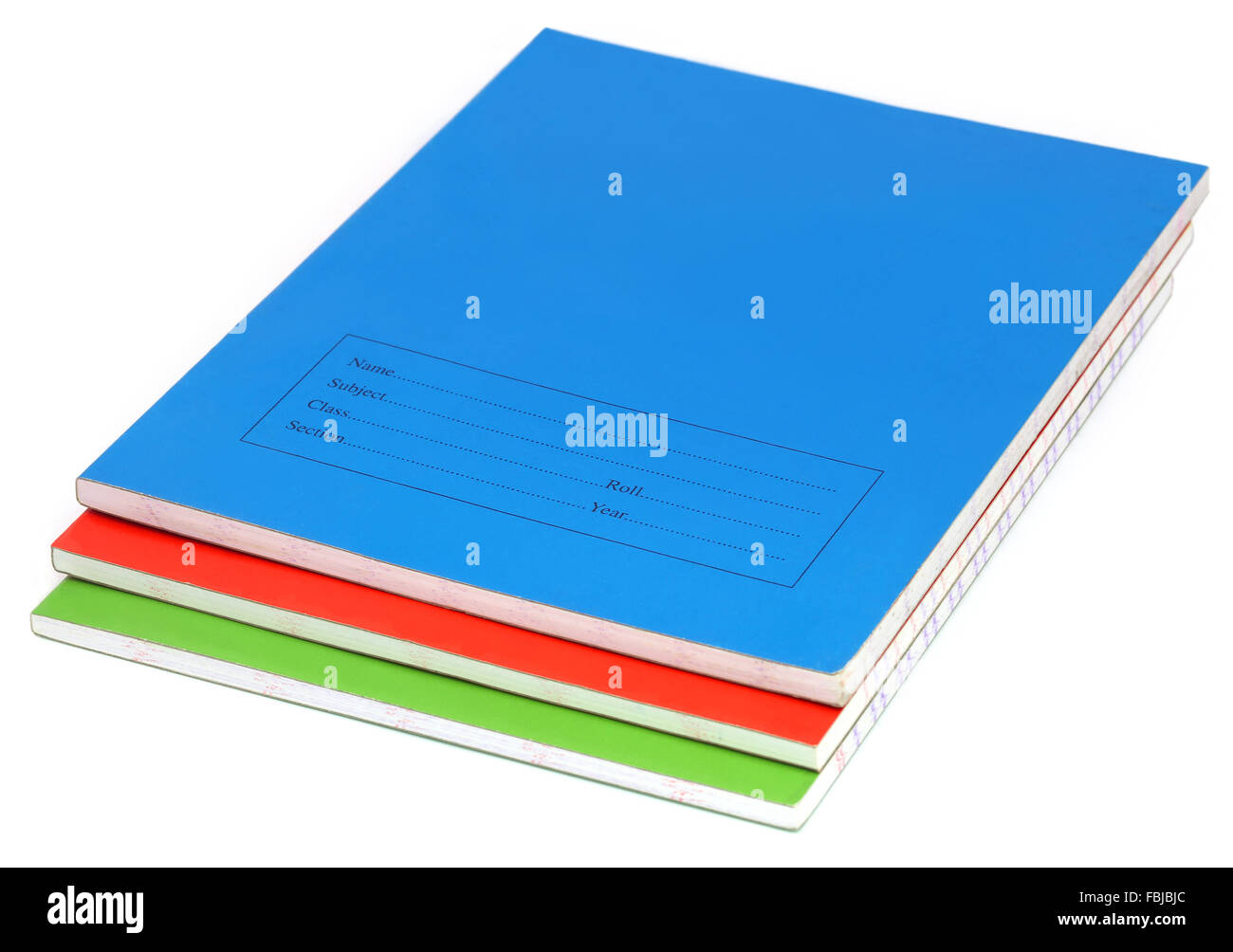 School notebooks over white background Stock Photo - Alamy