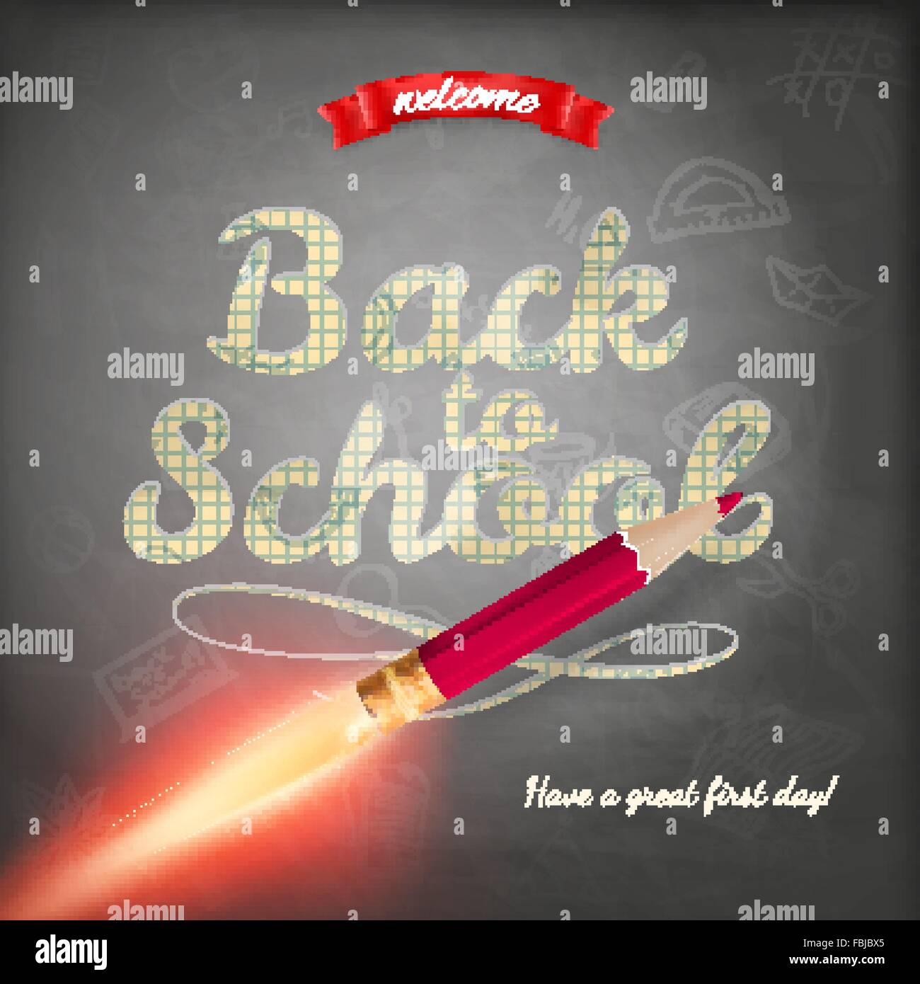 Rocket ship launch with pencil. EPS 10 Stock Vector Image & Art - Alamy