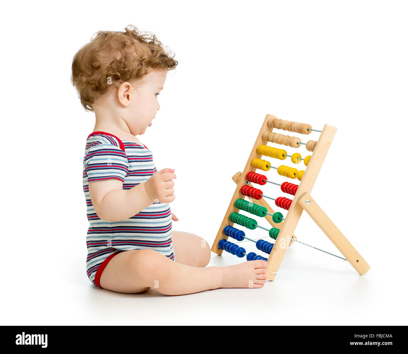 Child playing with abacus toy. Concept of early learning child Stock ...