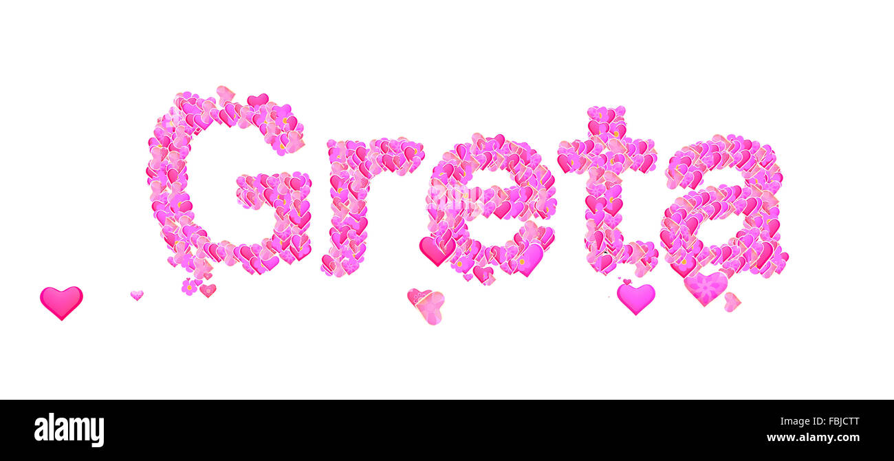 Name set with hearts decorative lettering type design Stock Photo - Alamy