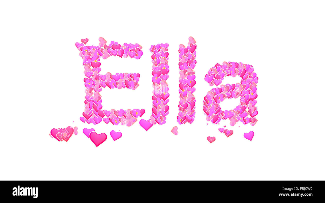 Name set with hearts decorative lettering type design Stock Photo - Alamy