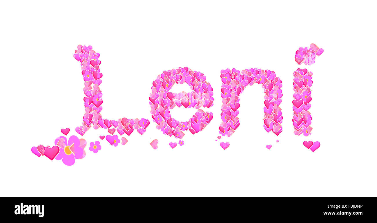 Name set with hearts decorative lettering type design Stock Photo - Alamy