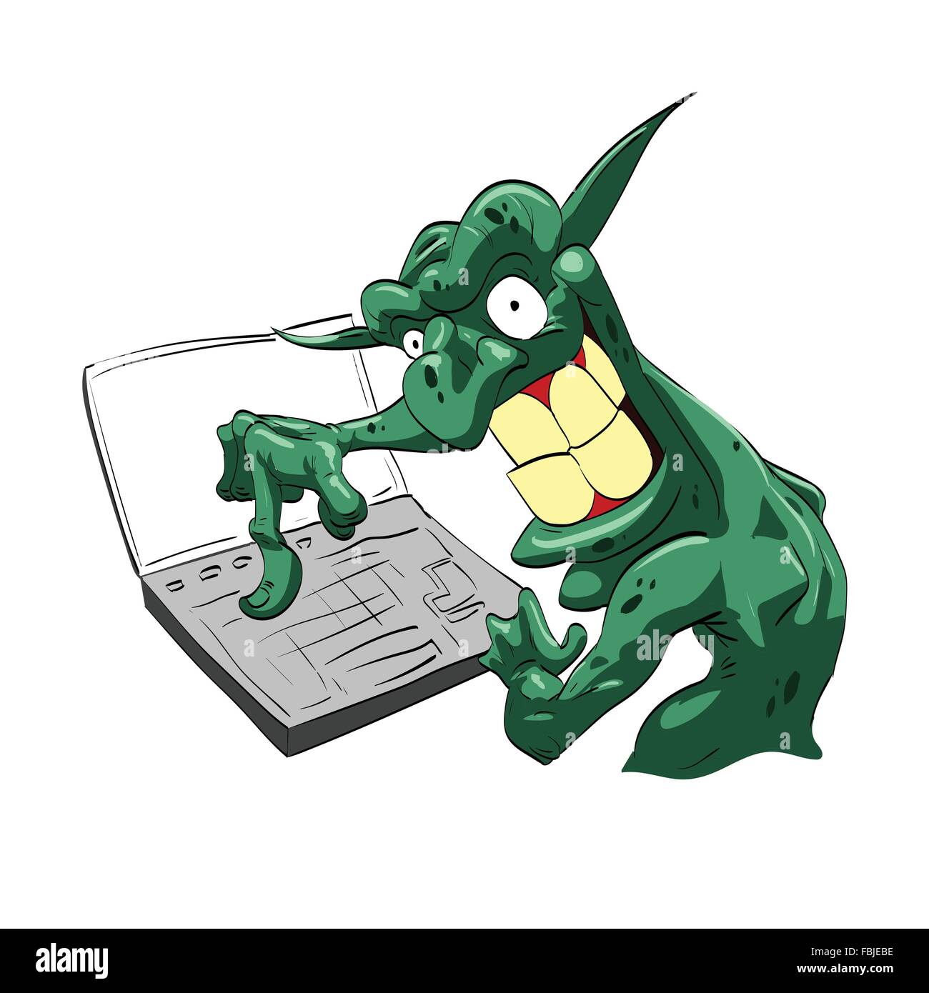 Colorful vector illustration of a green Internet troll Stock Vector ...