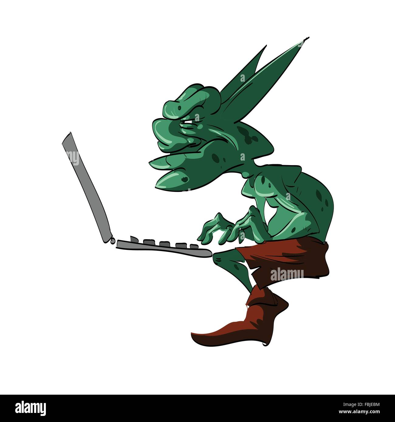 Colorful vector illustration of a green Internet troll Stock Vector ...