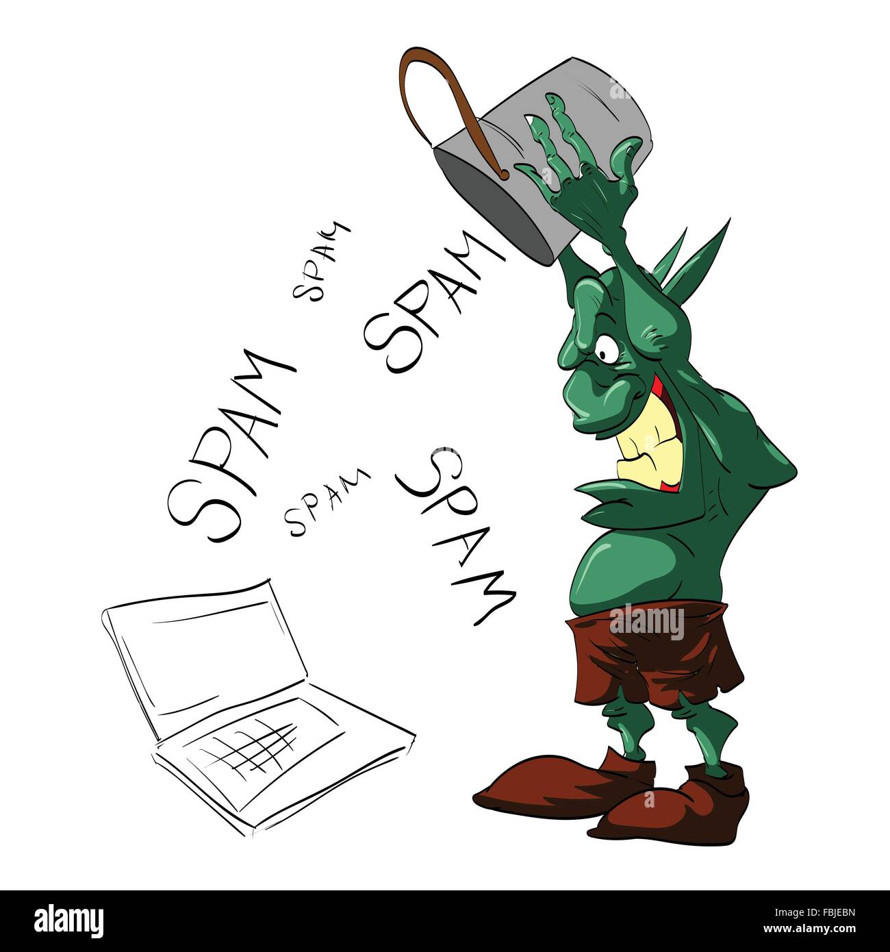 Colorful vector illustration of a green Internet troll Stock Vector ...