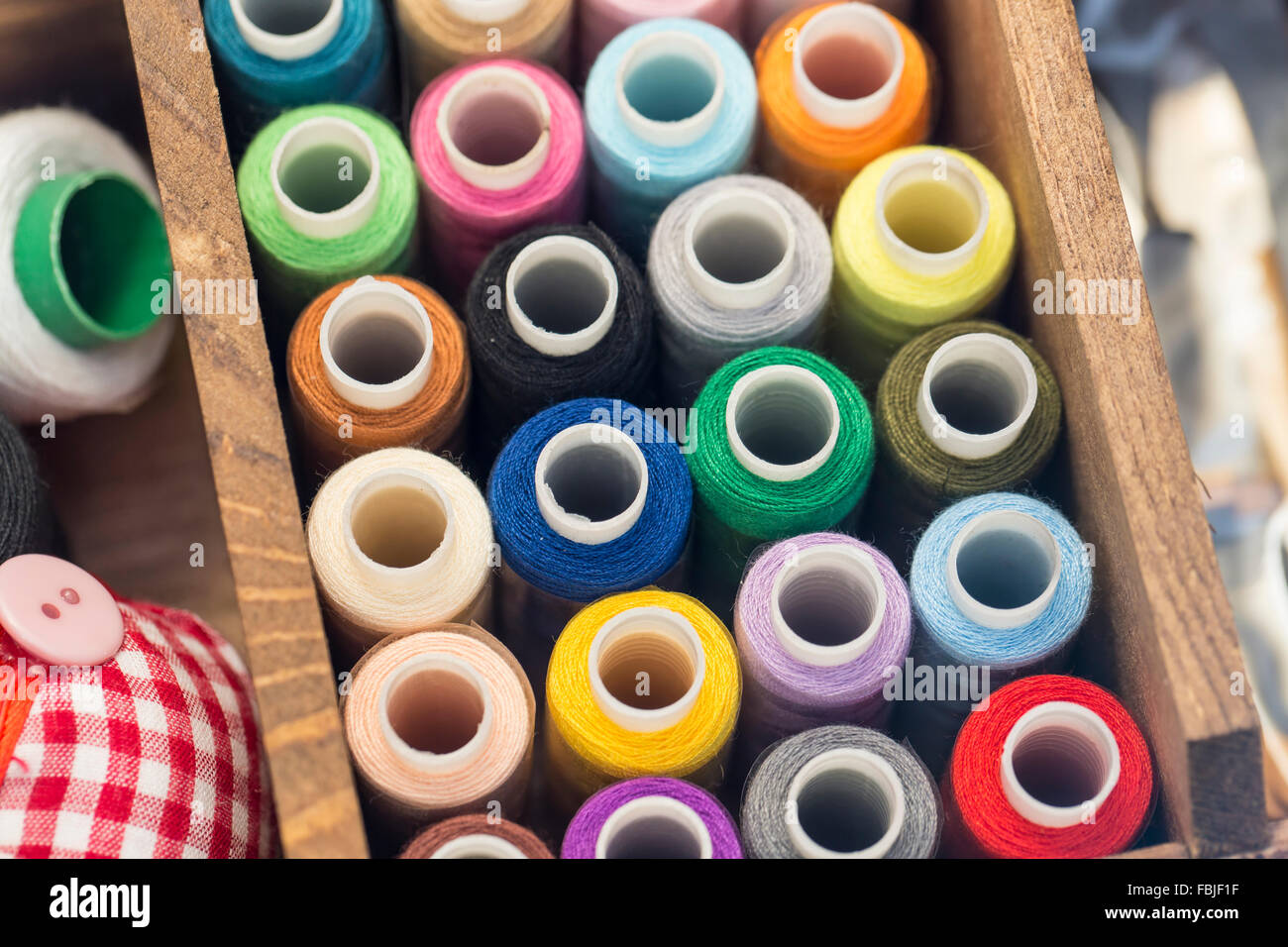 Sewing kit in white background Stock Photo - Alamy