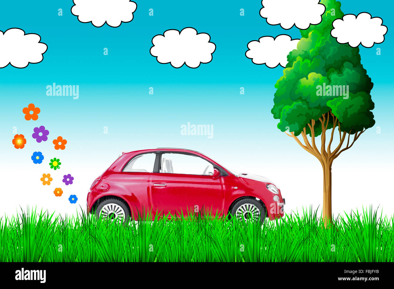 A picture depicting an environmentally friendly vehicle. in nature ...