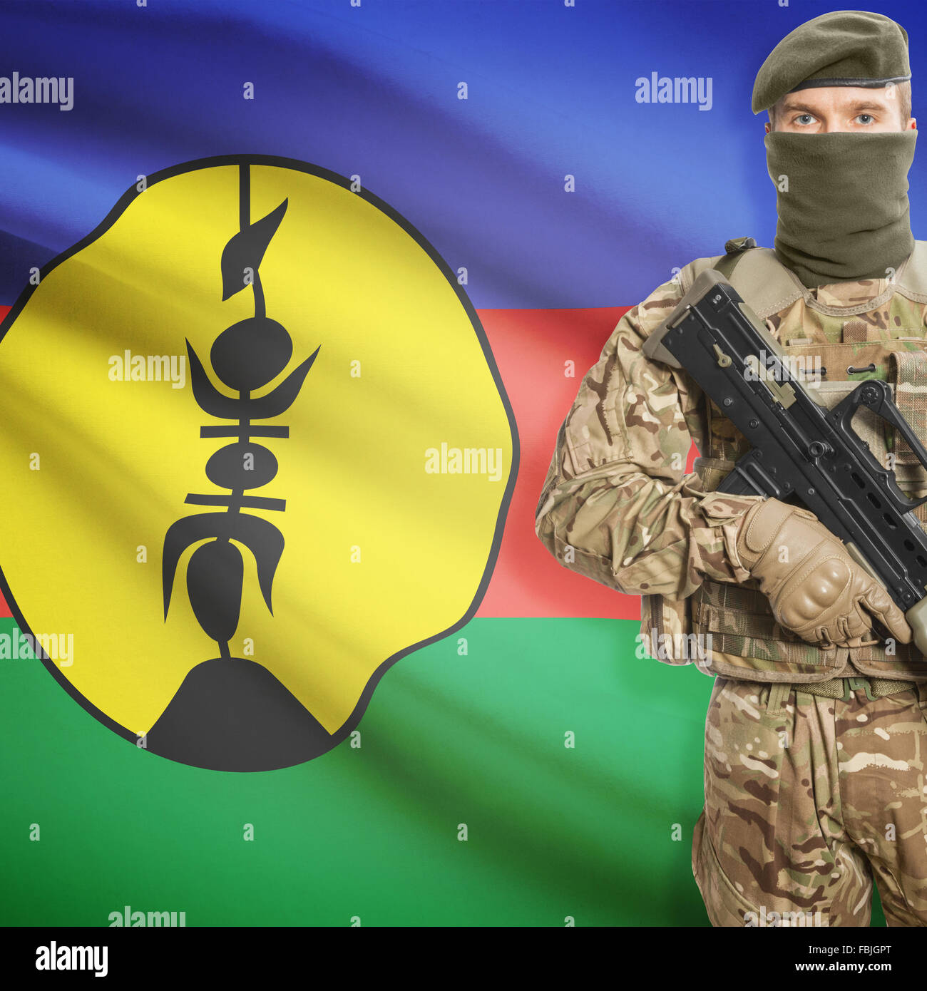 Soldier with machine gun and national flag on background series - New ...