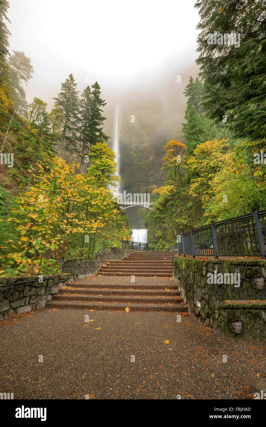 Stairs lead to view point for waterfall Stock Photo - Alamy