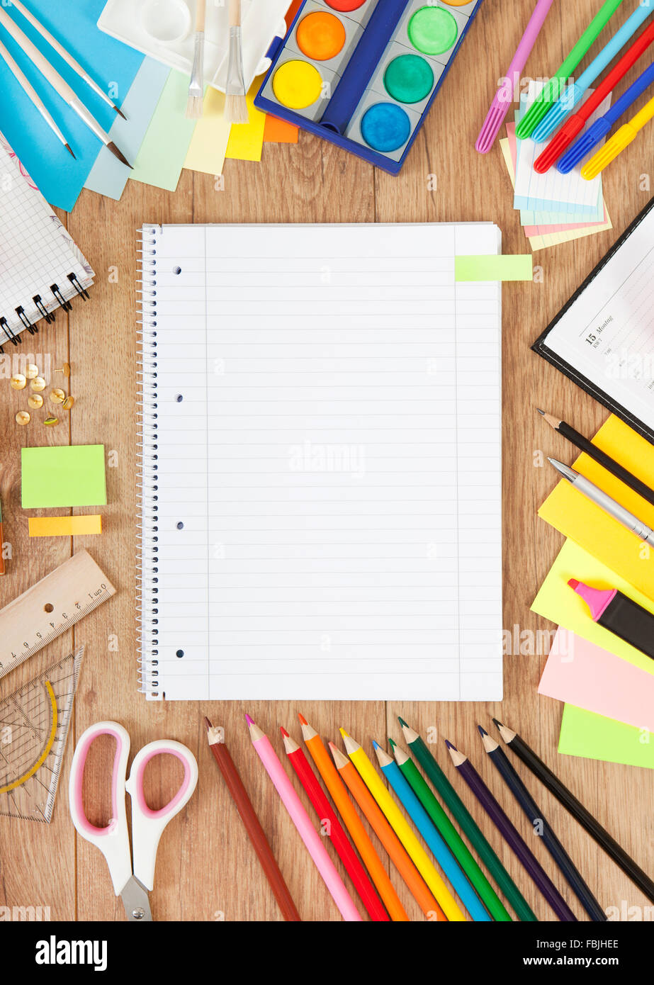 Desk blank paper ruler pens hi-res stock photography and images - Alamy