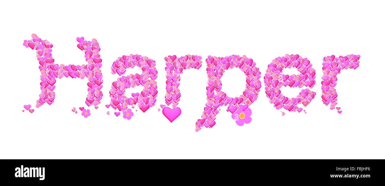 Name set with hearts decorative lettering type design Stock Photo - Alamy