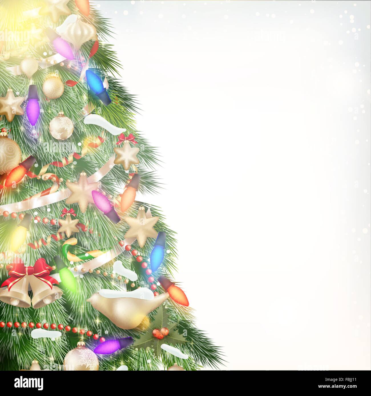 Christmas tree on golden background Stock Vector Images - Alamy