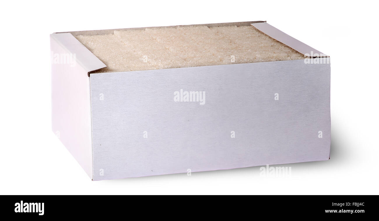In front white sugar cubes in a box isolated on white background Stock ...