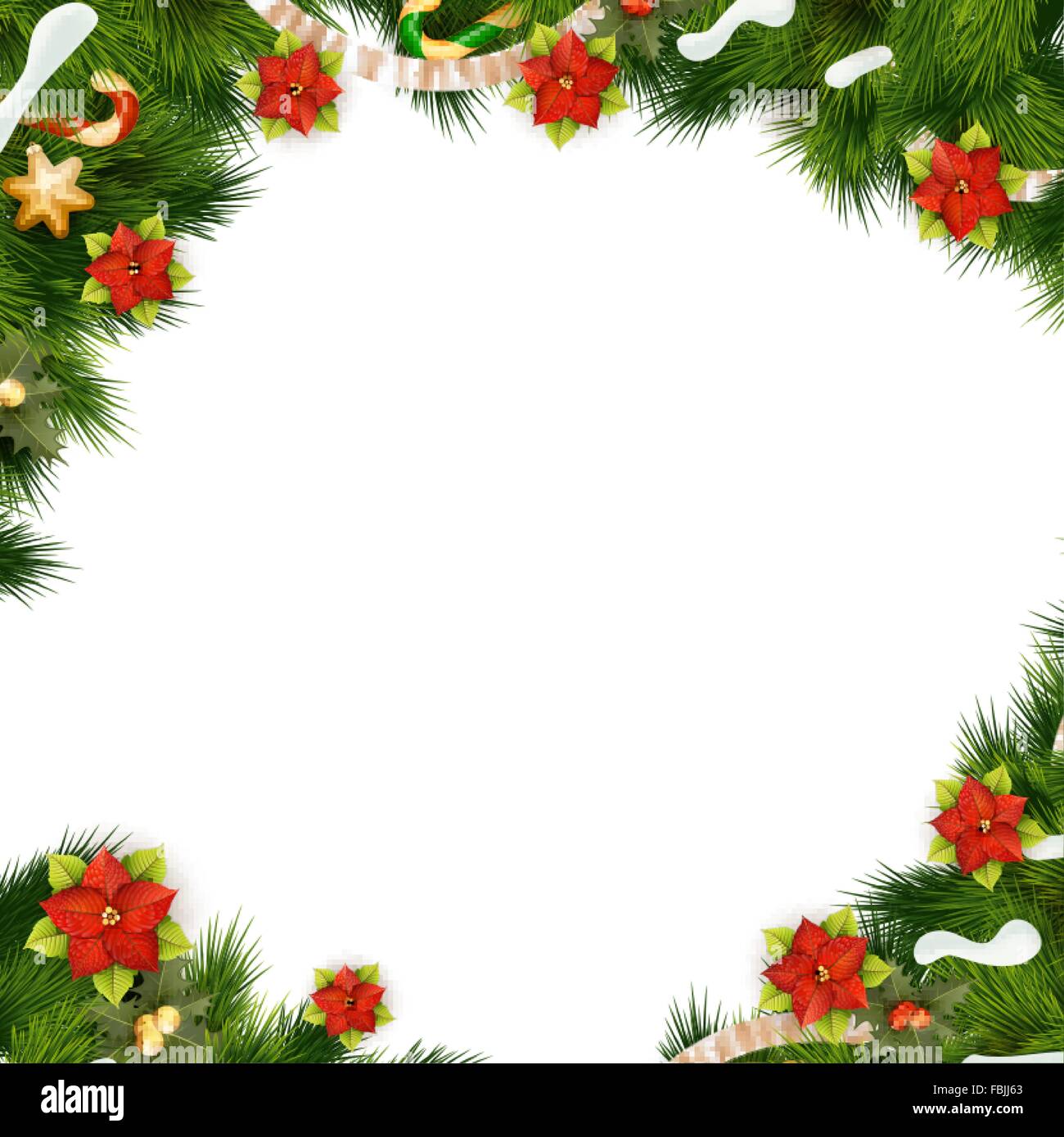 Christmas tree branches border decorations Stock Vector Images - Alamy